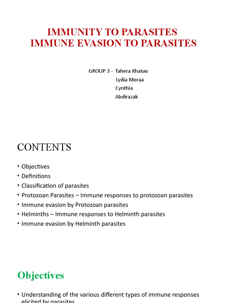 Immunity To Parasites Group 3 | PDF | Immune System | Parasitism