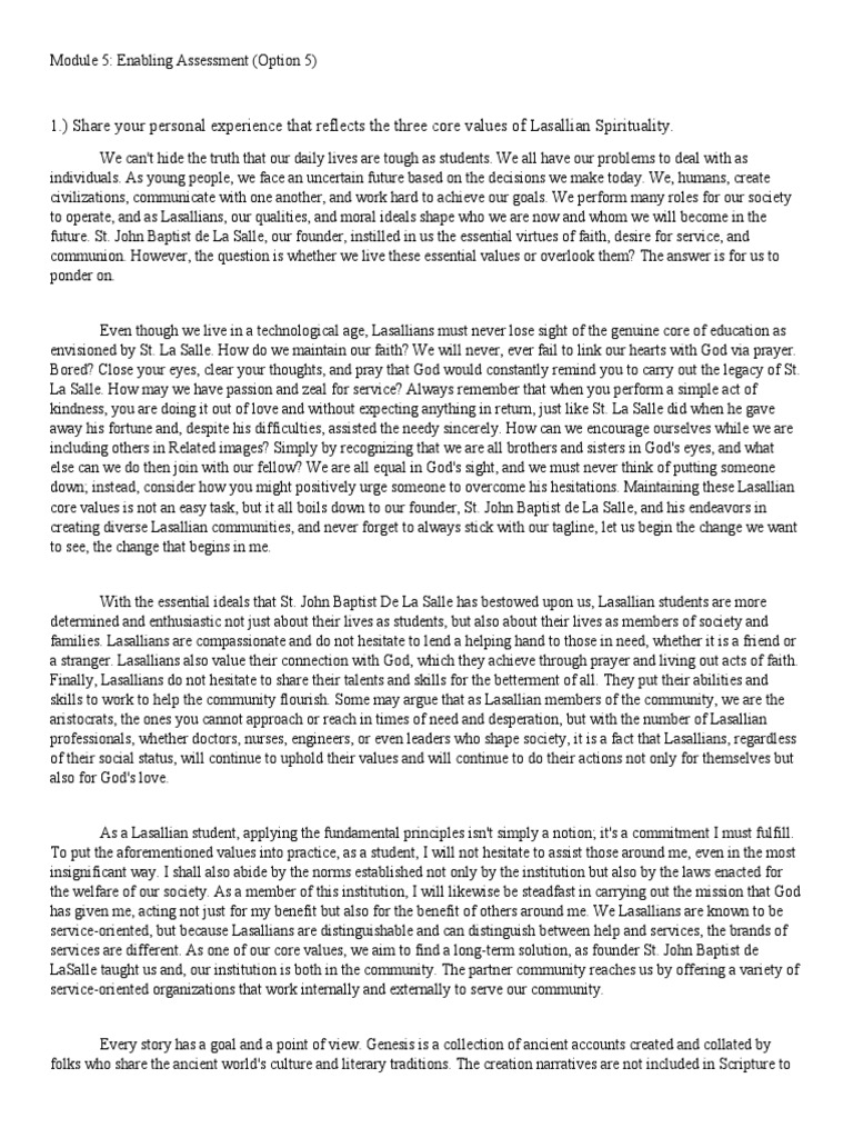 1.) Share Your Personal Experience That Reflects The Three Core Values ...