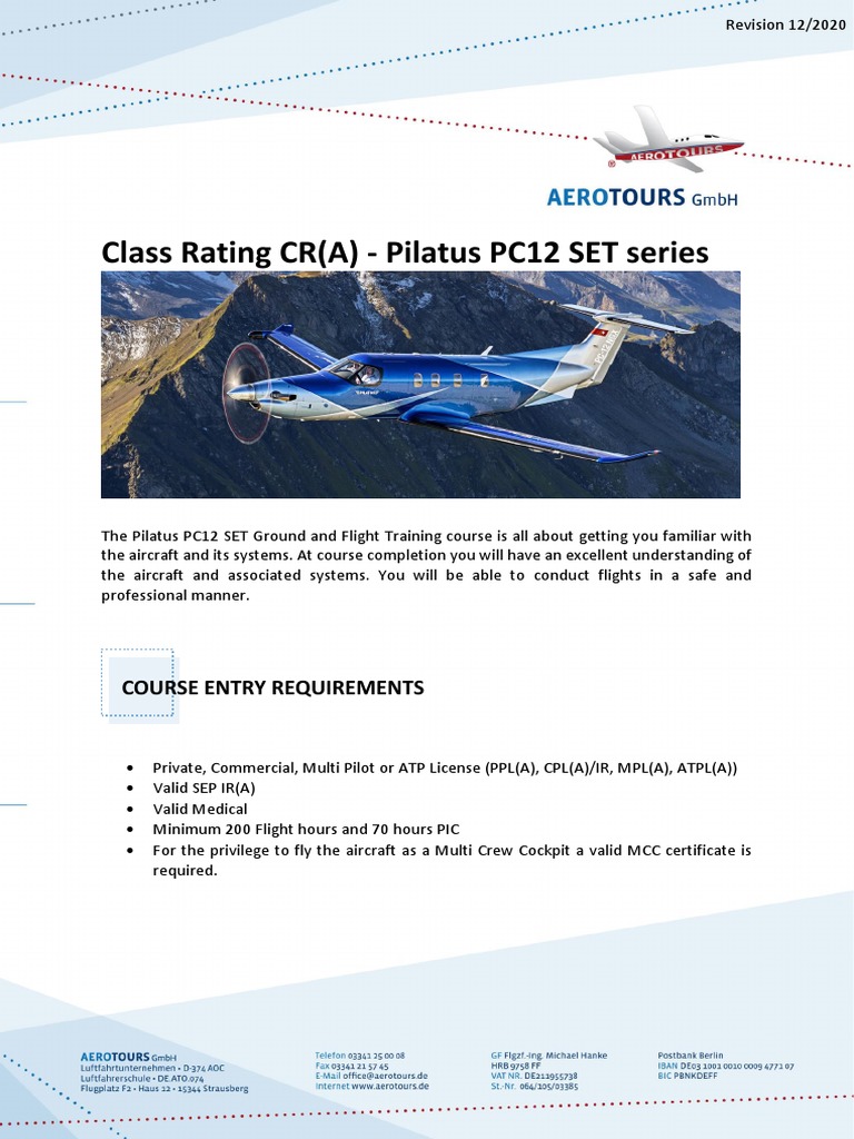 PC12 Class Rating English | PDF | Aerospace | Transport