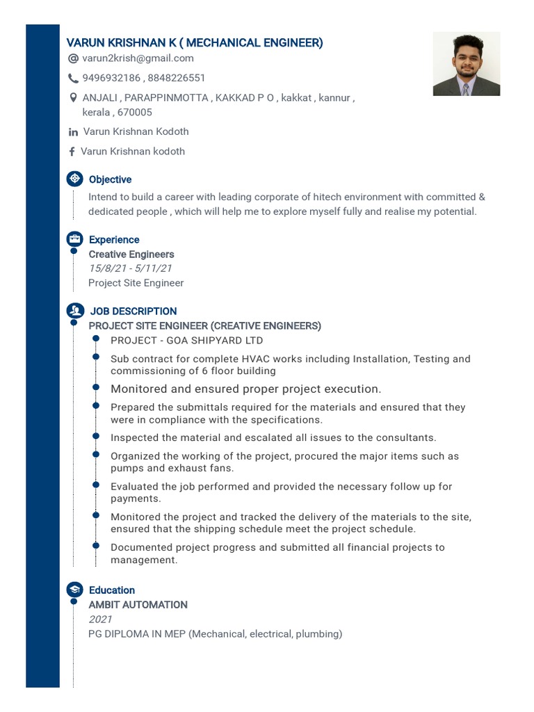 Varun Krishnan K (CV) | PDF | Engineering