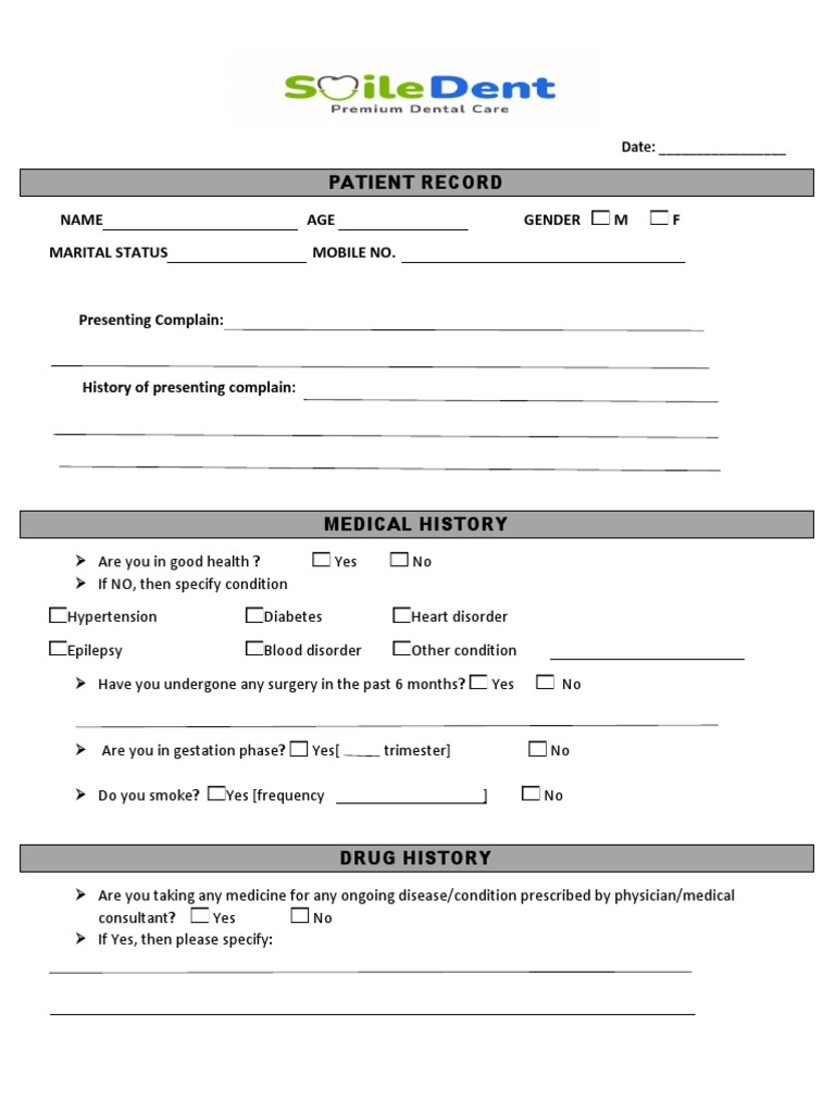 Clinic Record Keeping Form | PDF