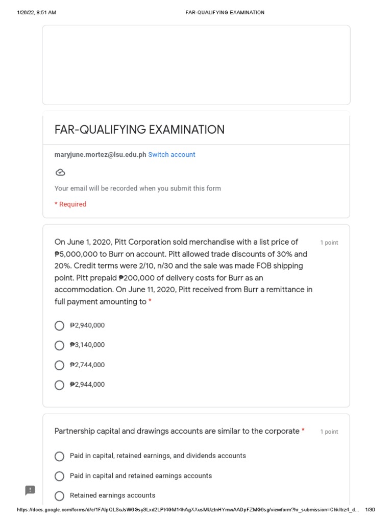 Far Qualifying Examination | Download Free PDF | Debits And Credits ...