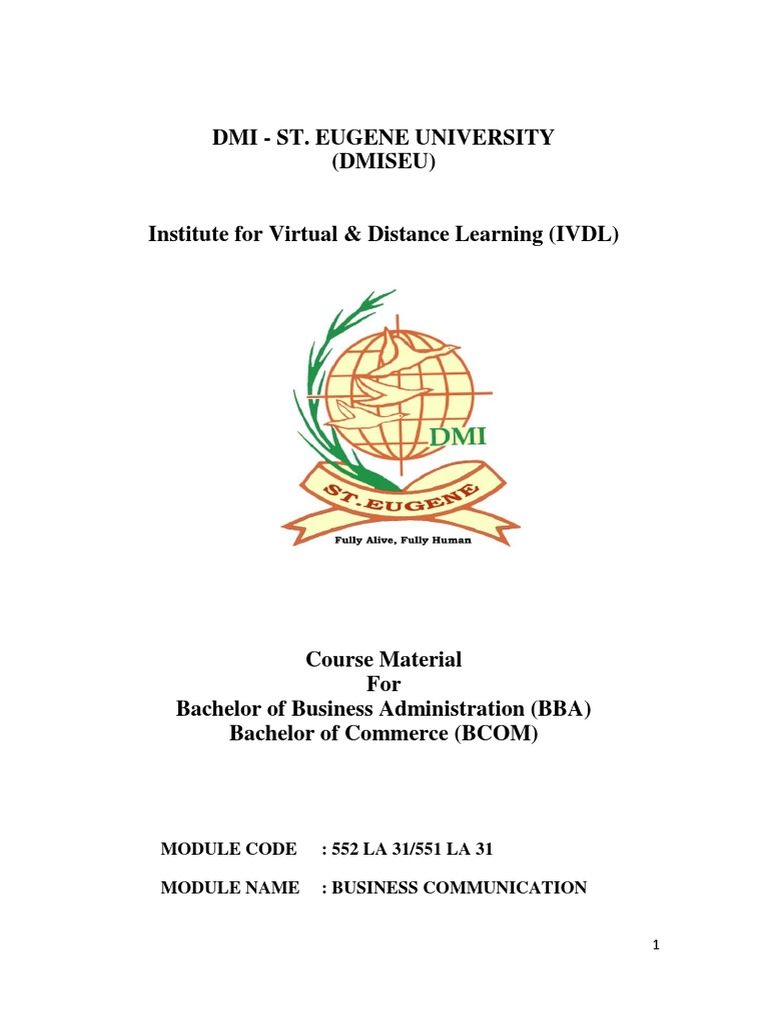 Dmi - St. Eugene University (Dmiseu) : Module Code: 552 LA 31/551 LA 31 ...