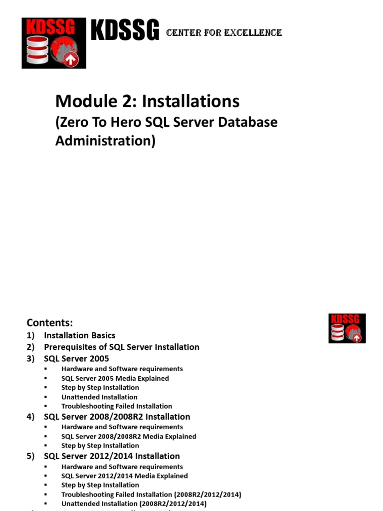 KDSSG: Module 2: Installations | PDF | Installation (Computer Programs) | 64 Bit Computing