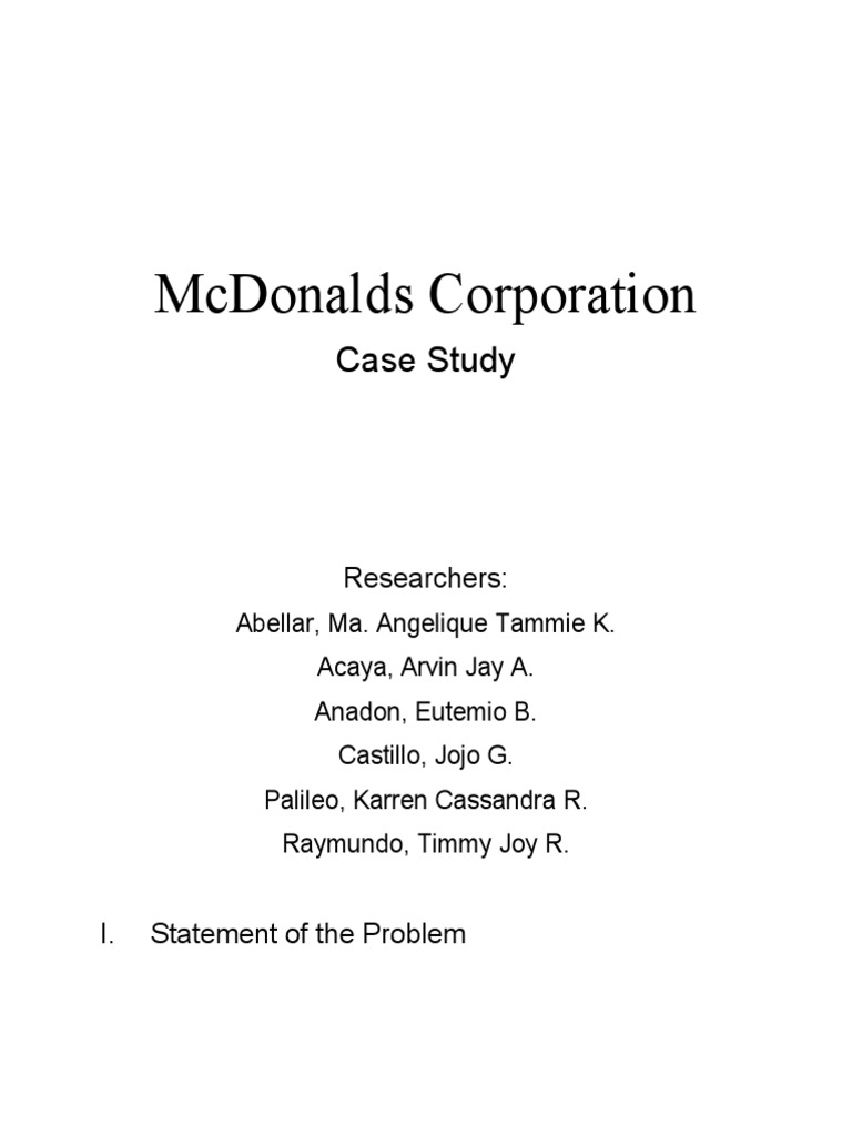 Mcdonalds Corporation: Case Study | PDF | Investor | Investing