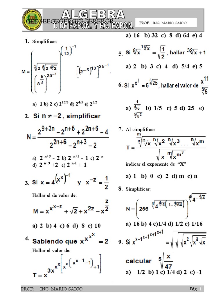 Teoria - de - Exponentes y Ec. - Expon | PDF | Métodos y materiales de ...