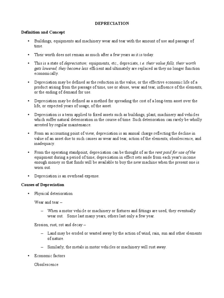 Depreciation Notes | PDF | Depreciation | Economies