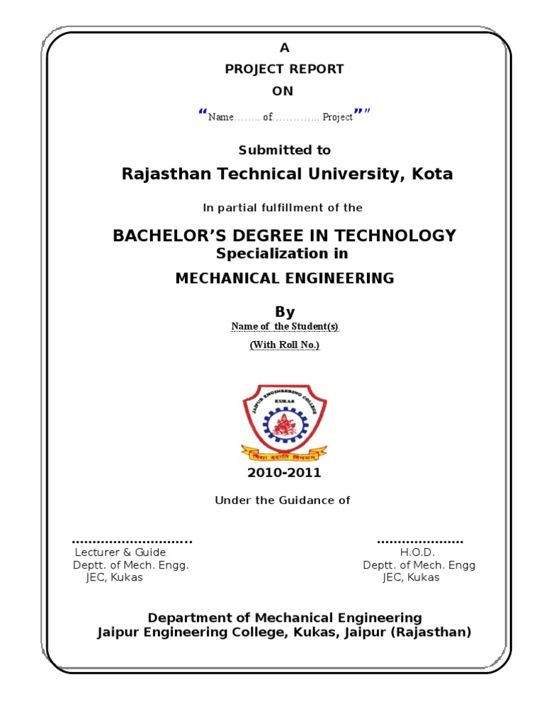 RTU Project Report Mechanical Engineering | PDF | Books | Academic Degree