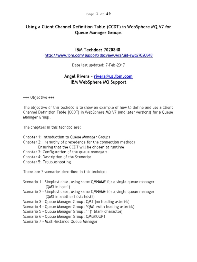 Using Ccdt For Mq Queue Manager Groups Pdf Computing File