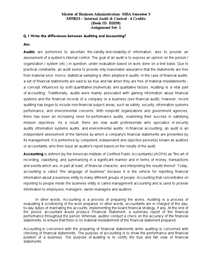 MF0013 Internal Audit Control | PDF | Business