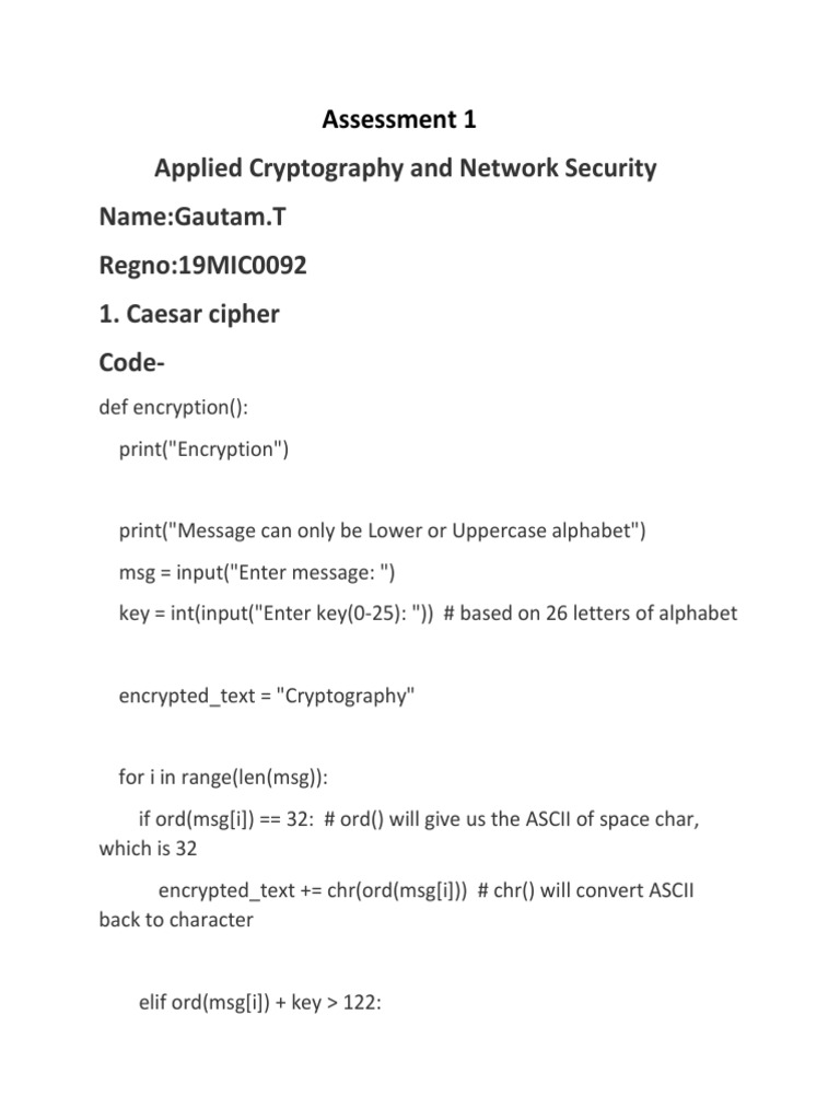 Cryptography Lab DA-1 | PDF | Cryptography | Encryption