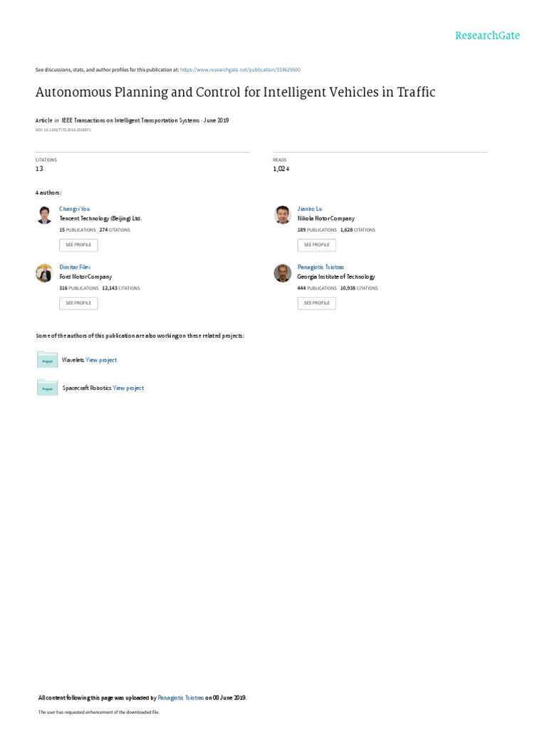 Autonomous Planning and Control For Vehicles | PDF | Technology ...