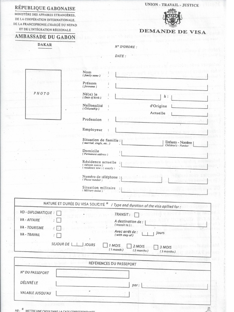 Formulaire de Demande de Visa | PDF