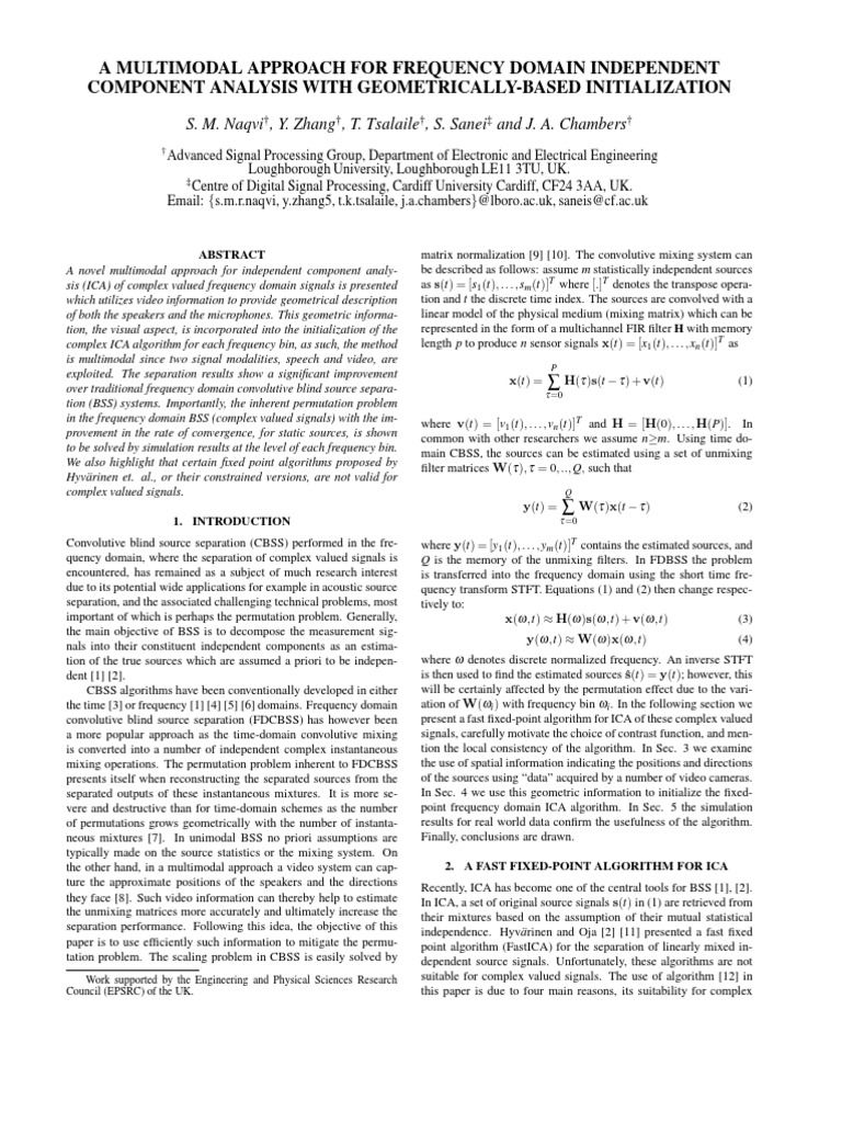 A Multimodal Approach For Frequency Domain Independent Component Analysis With Geometrically ...