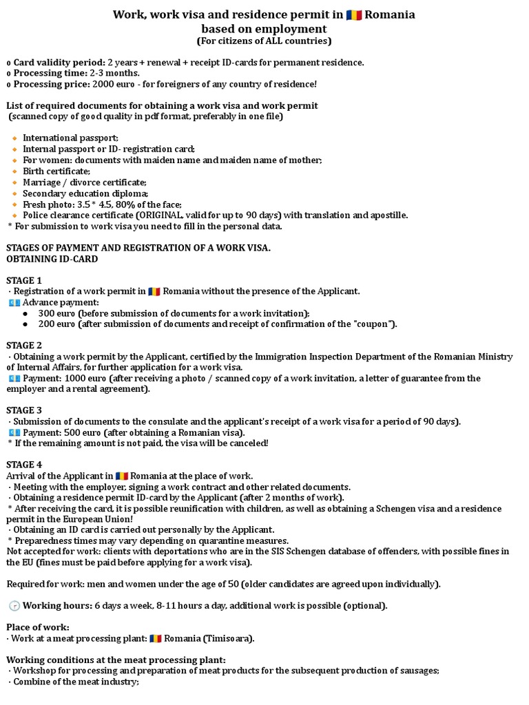 Work in Romania Full Version | PDF | Identity Document | Travel Visa