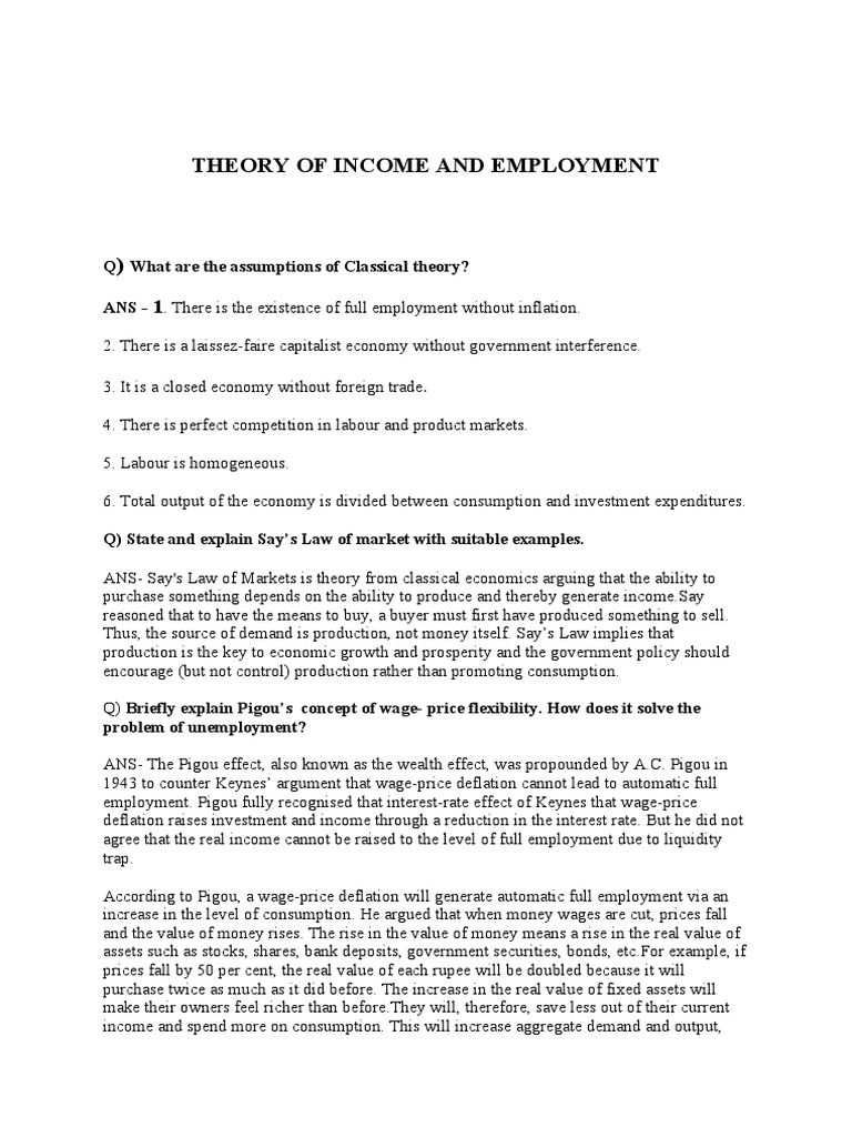 Theory of Income and Employment | PDF | Consumption (Economics) | Economics