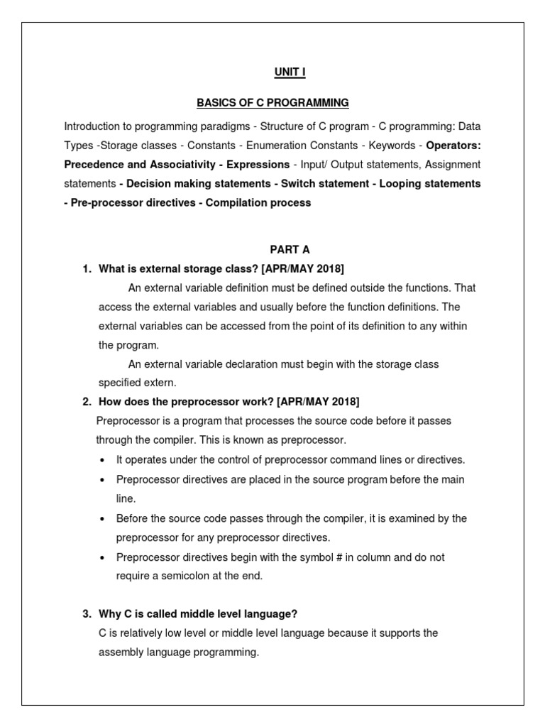 Unit 1 | PDF | Control Flow | C (Programming Language)