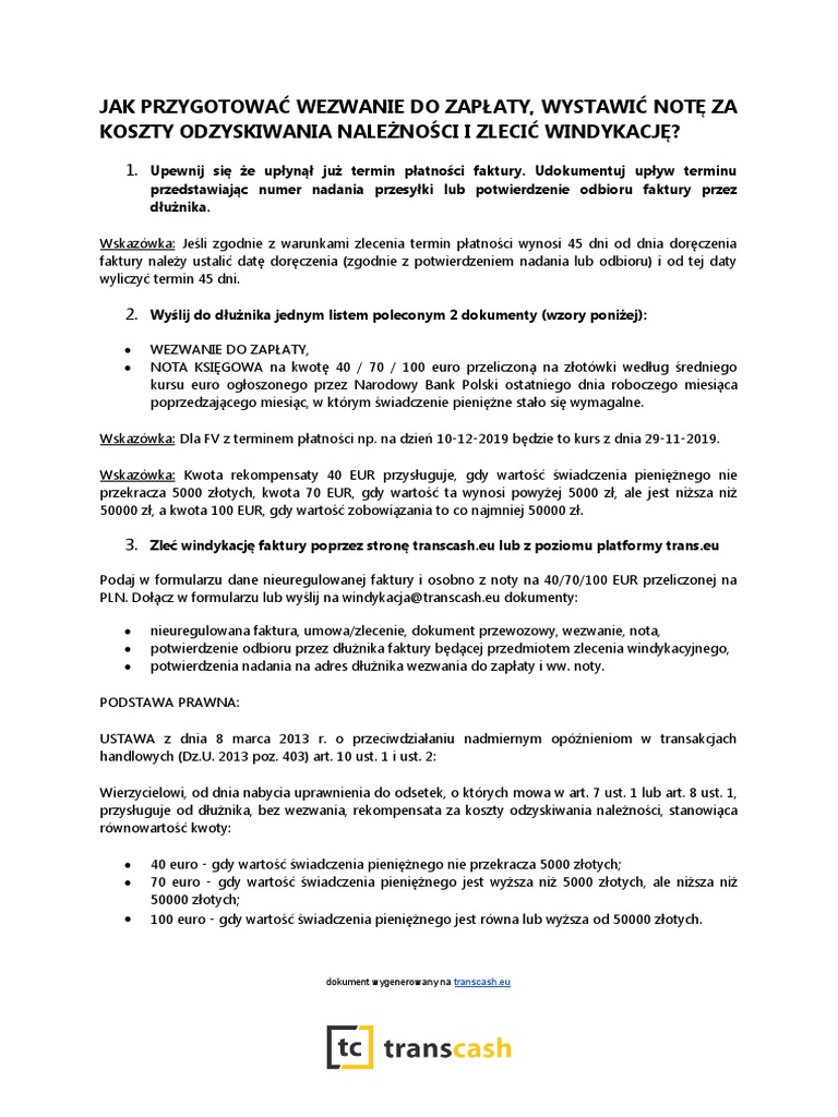 Nota 40 EUR Instrukcja PLN | PDF