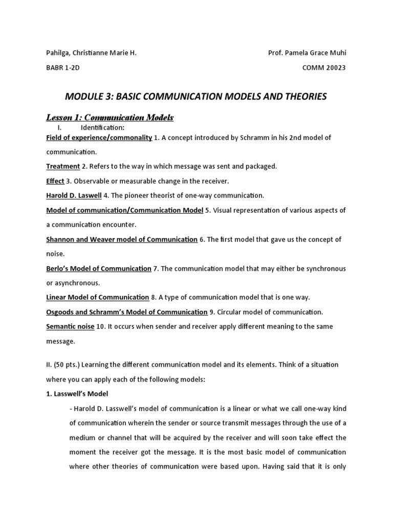 Communication Models and Theories Explained | PDF | Communication ...
