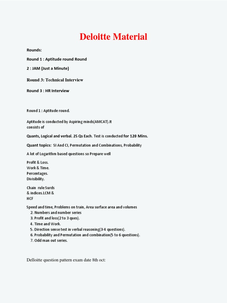 Deloitte Placement Material | PDF