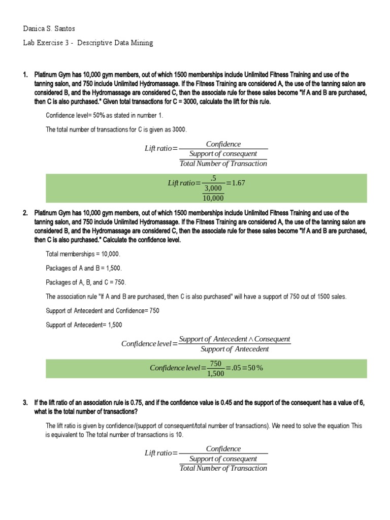 SANTOS - Danica - Lab Exercises 3 - Descriptive Data Mining | PDF ...