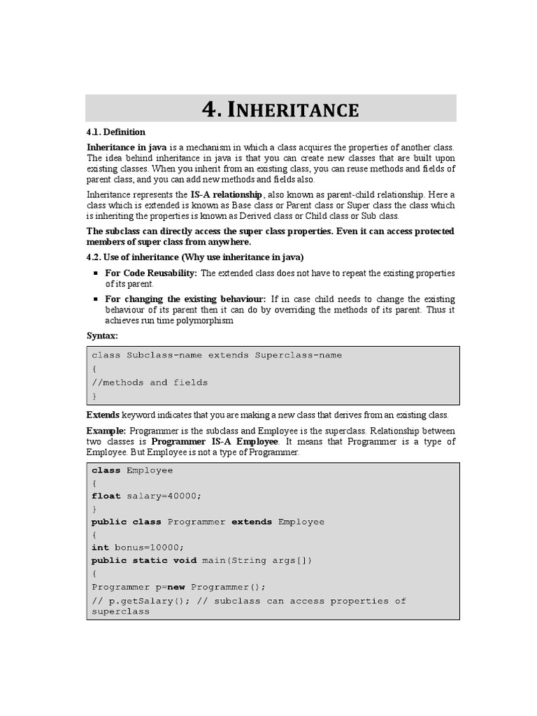 Chapter 4 Inheritance | PDF | Inheritance (Object Oriented Programming ...
