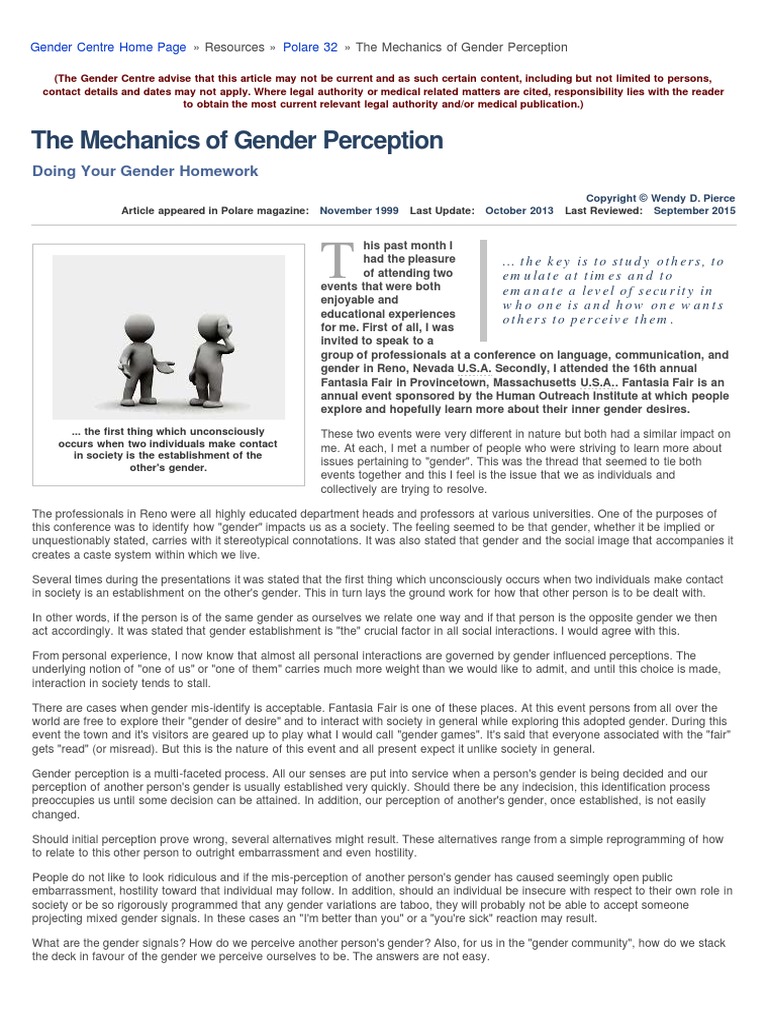 The Mechanics of Gender Perception: Doing Your Gender Homework | PDF ...