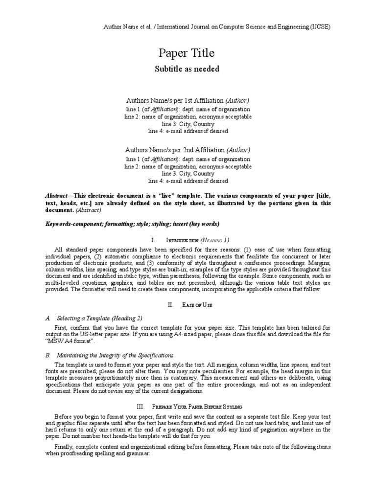 Paper Title: Subtitle As Needed | Download Free PDF | Note (Typography ...