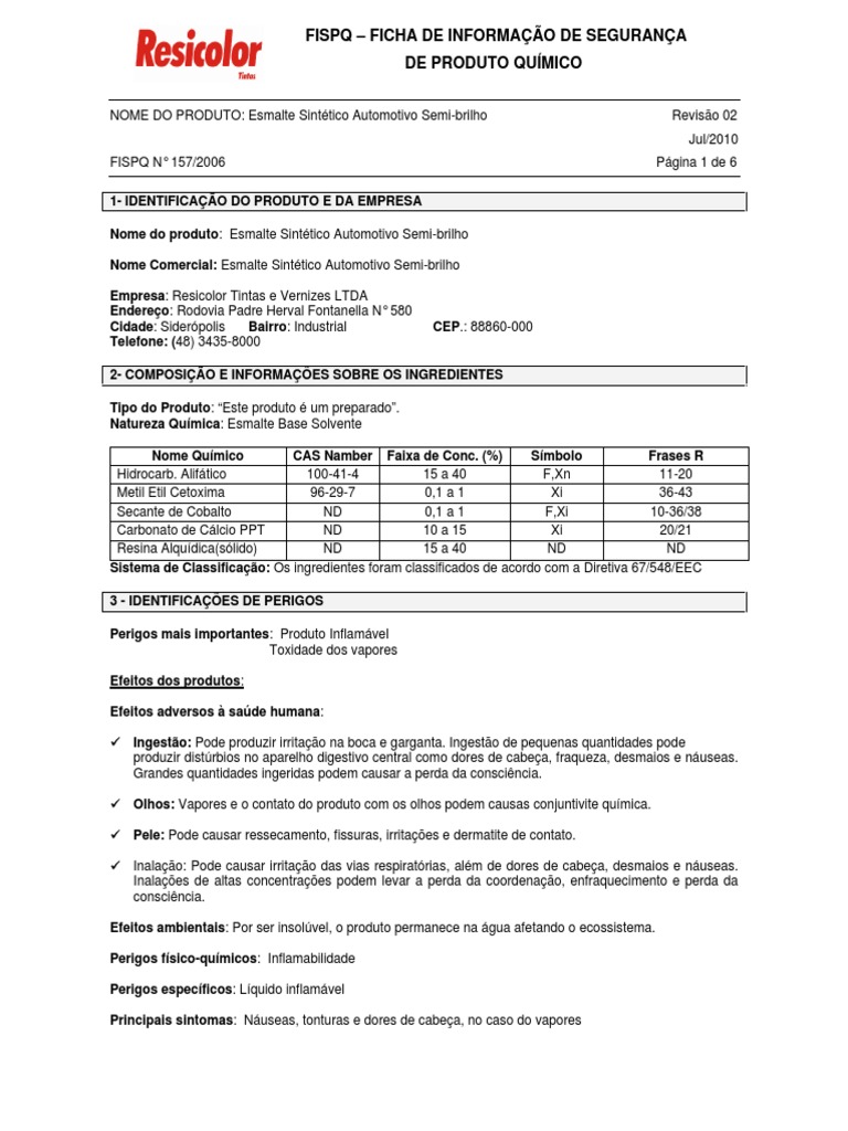 Fispq - Tintas Automotivas | PDF | Embalagem e rotulagem | Química