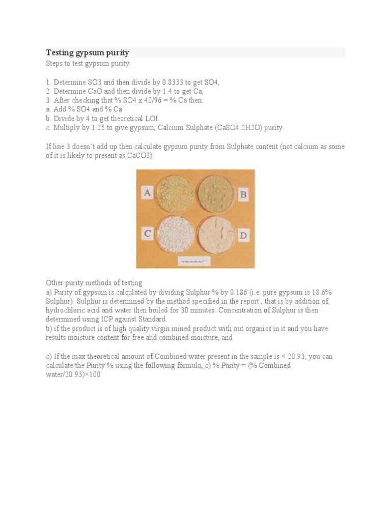 Testing Gypsum Purity | PDF