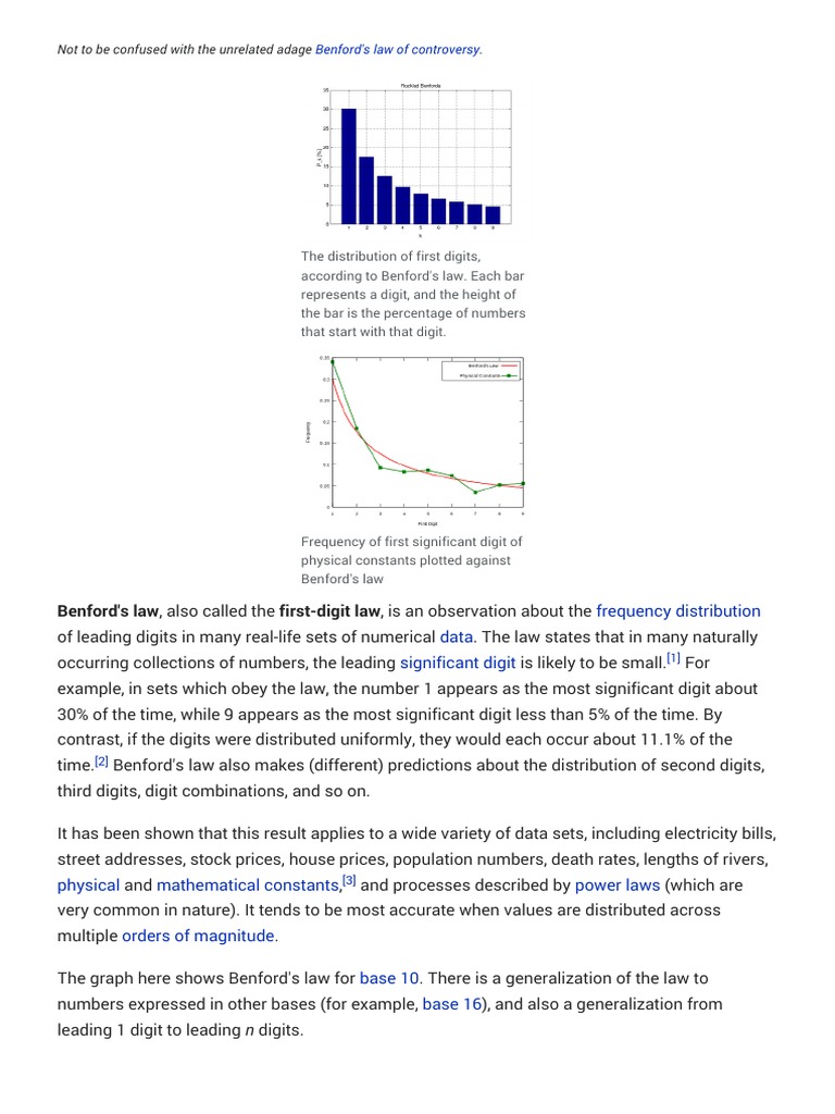 Benford's Law | PDF | Mathematics | Statistical Theory
