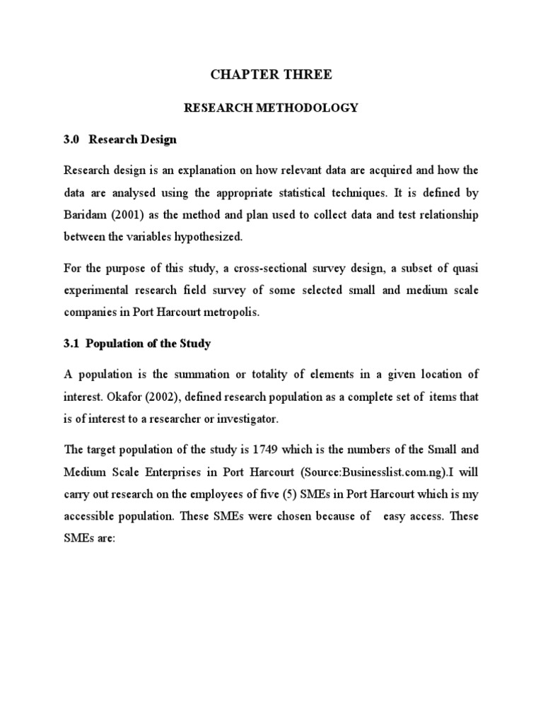 Chapter Three: Research Methodology 3.0 Research Design | PDF ...
