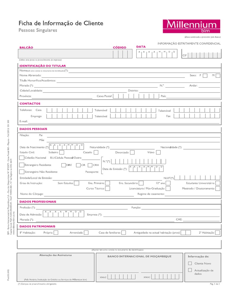 Ficha de Informacao de Cliente | PDF