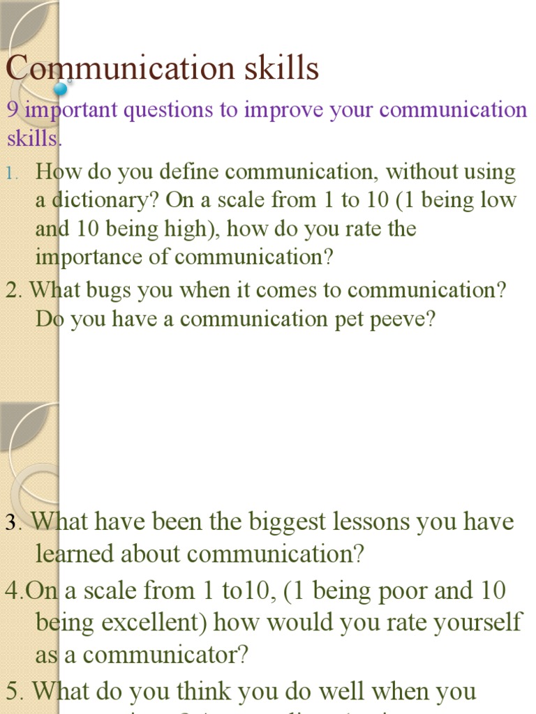 Nine Insightful Questions for Improving Communication Skills and ...