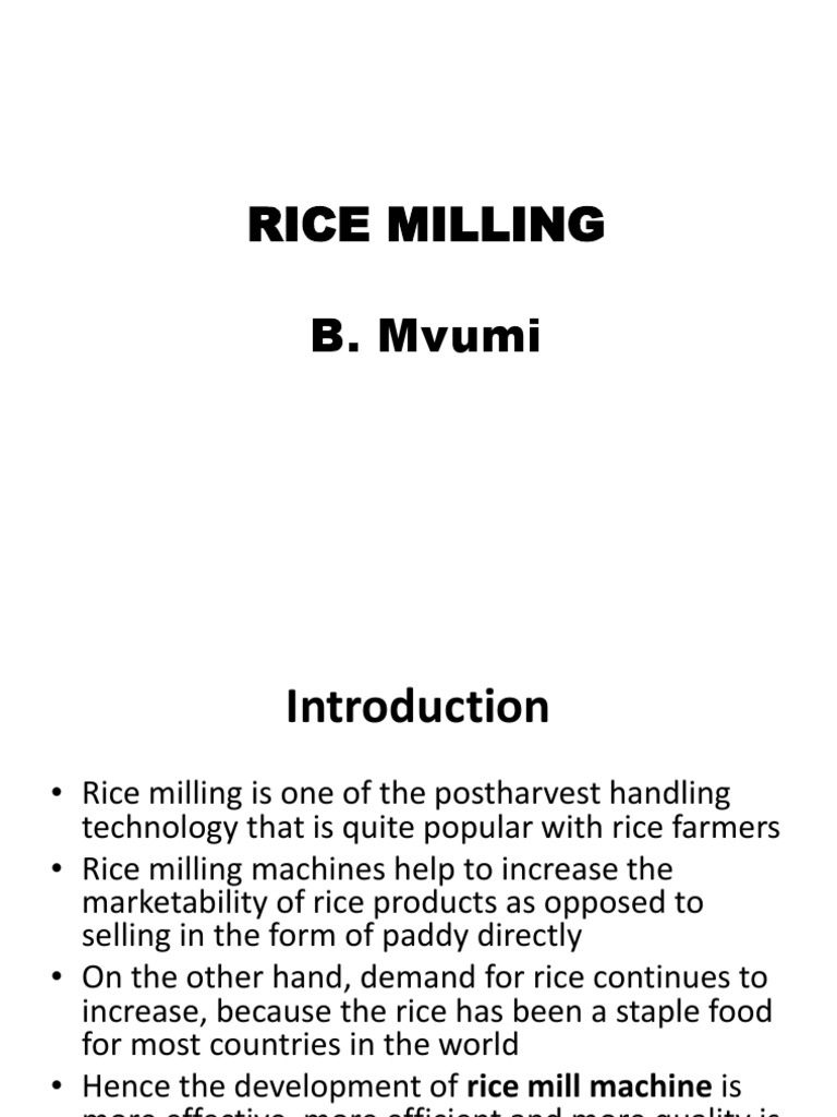 4b. Rice Milling | PDF | Rice | Mill (Grinding)