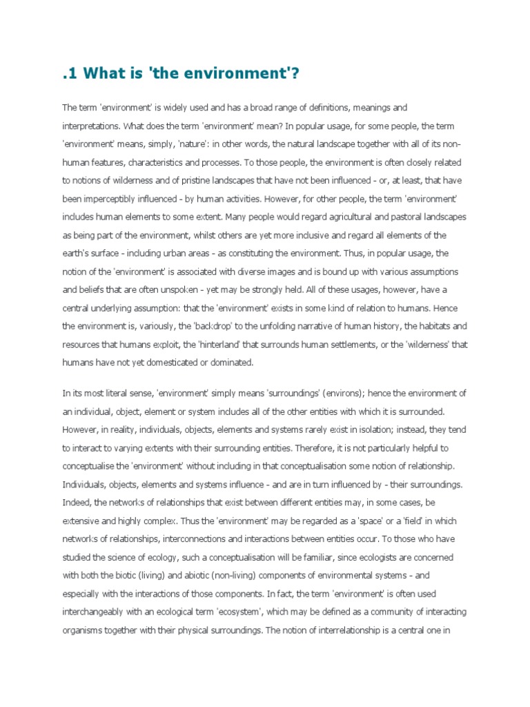 1 What Is Environment PDF Natural Environment System