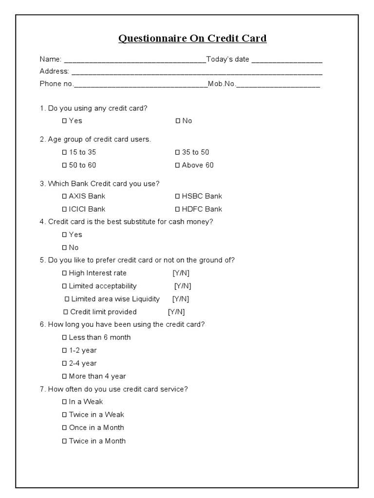 Credit Card User Experience Survey | PDF | Finance & Money Management