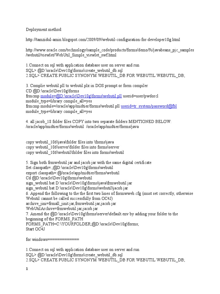 Webutil Deployment Pdf Java Programming Language Oracle Corporation