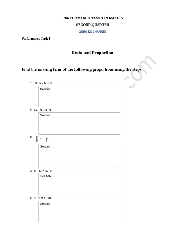 Find The Missing Term of The Following Proportions Using The Steps | PDF