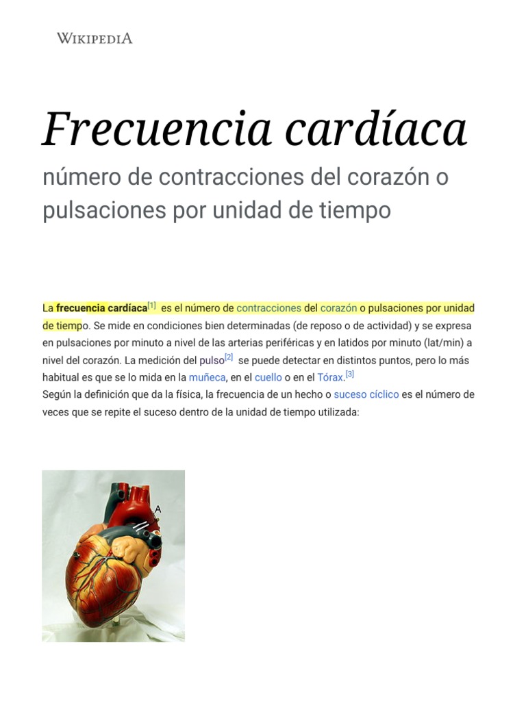 Frecuencia Cardíaca - Wikipedia, La Enciclopedia Libre | PDF | Ritmo ...