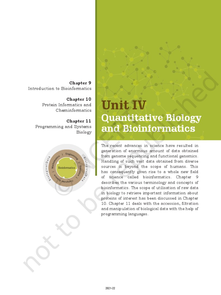 Unit IV: Quantitative Biology and Bioinformatics | PDF | Bioinformatics ...