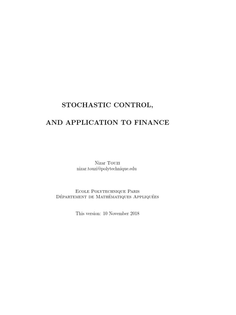 Master LN | PDF | Stochastic Differential Equation | Partial ...