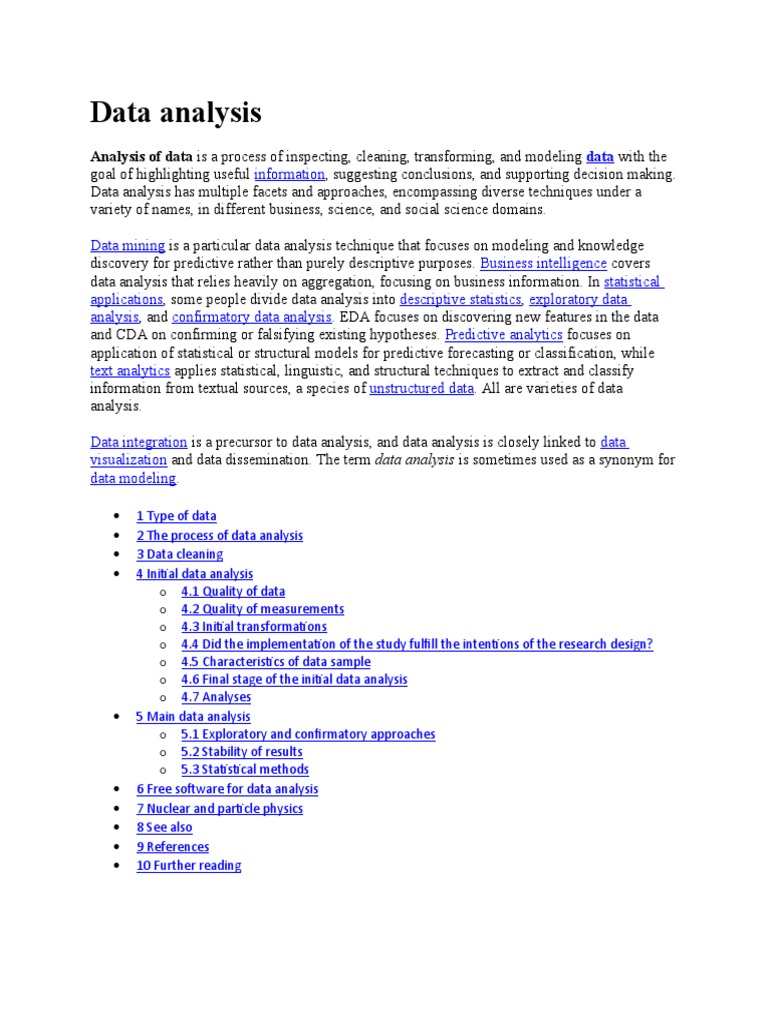 Data Analysis: Analysis of Data Is A Process of Inspecting, Cleaning, Transforming, and Modeling ...