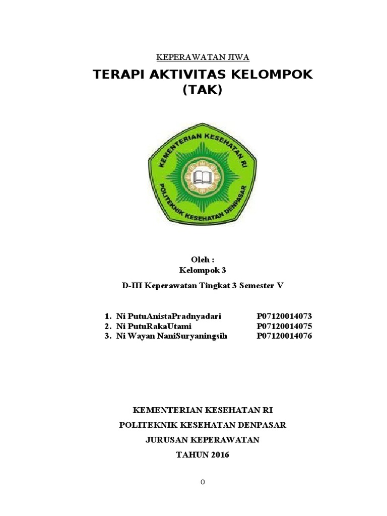 Terapi Aktivitas Kelompok Tak Keperawatan Jiwa PDF Free Dikonversi | PDF