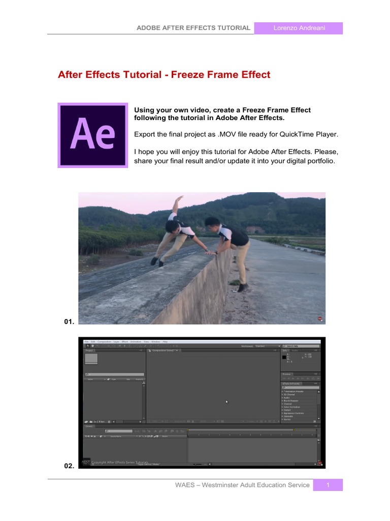 After Effects Tutorial Freeze Frame Effect | PDF | Home & Garden
