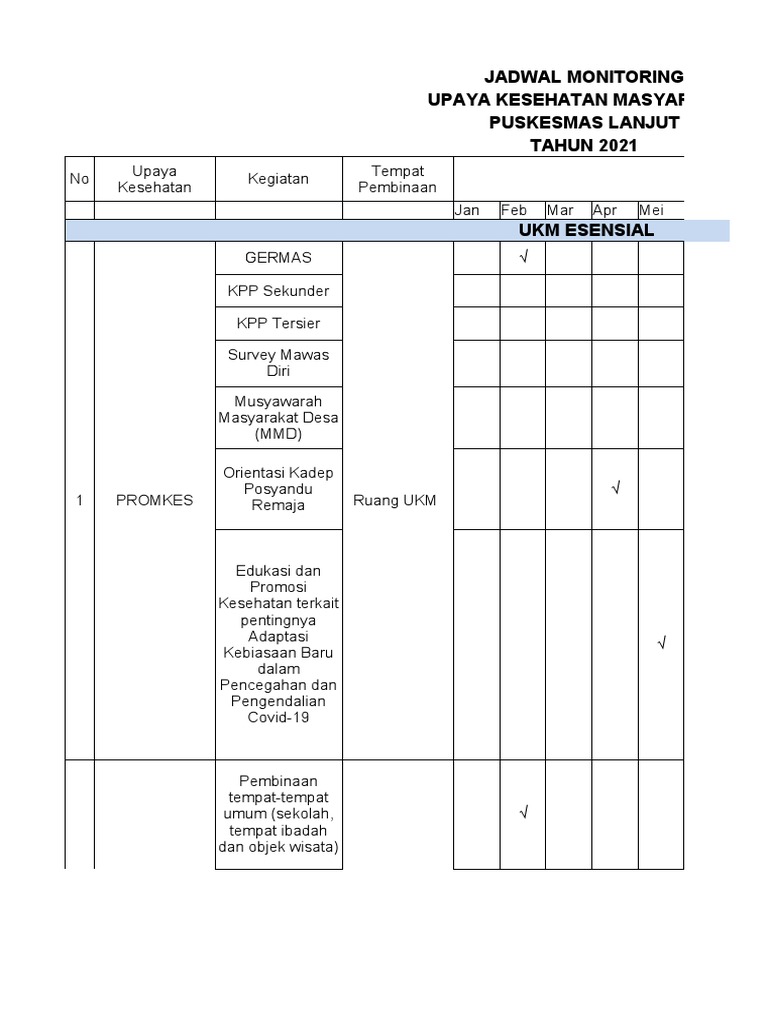 Lembar Jadwal Monitoring | PDF