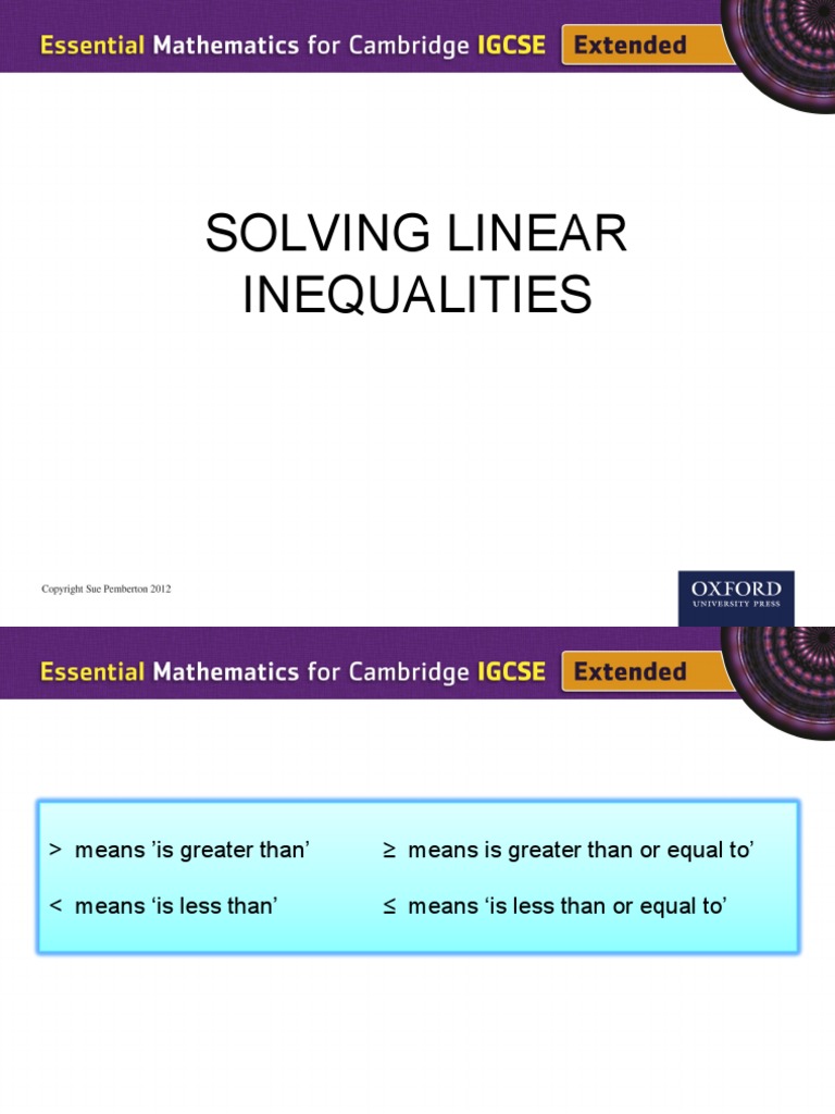 Soling Linear Inequalities | PDF | Inequality (Mathematics) | Equations