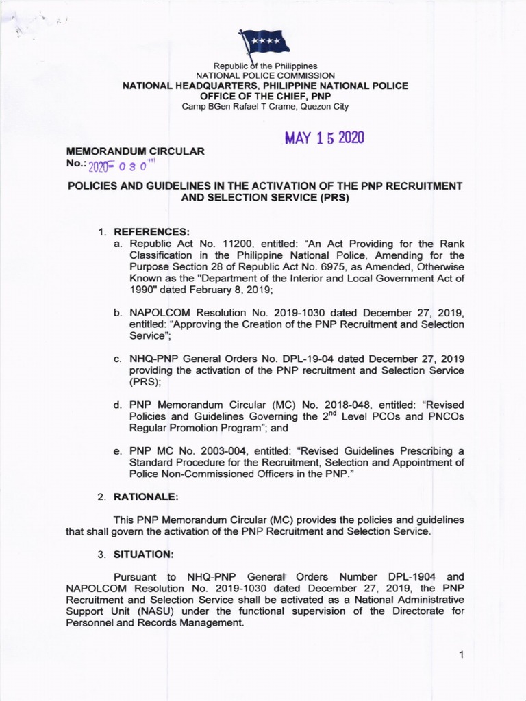 MC No. 2020 030 DTD May 15 2020 - 1632879290 1 | PDF | Recruitment ...