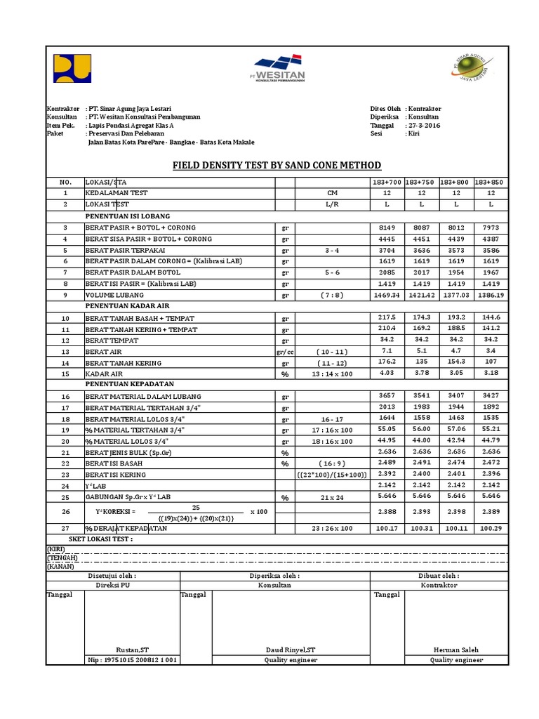 Sand Cone Lpa KLAS A | PDF