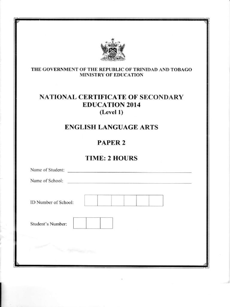 NCSE English Language Arts (2014) P2 | PDF | Human Communication ...